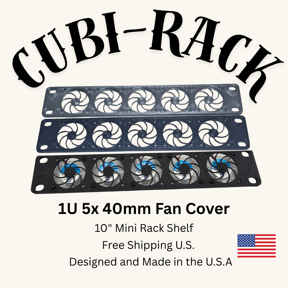 1U 40mm Fan Panel for 10" Mini Rack – Holds 5 Fans – LinuxNiche LLC